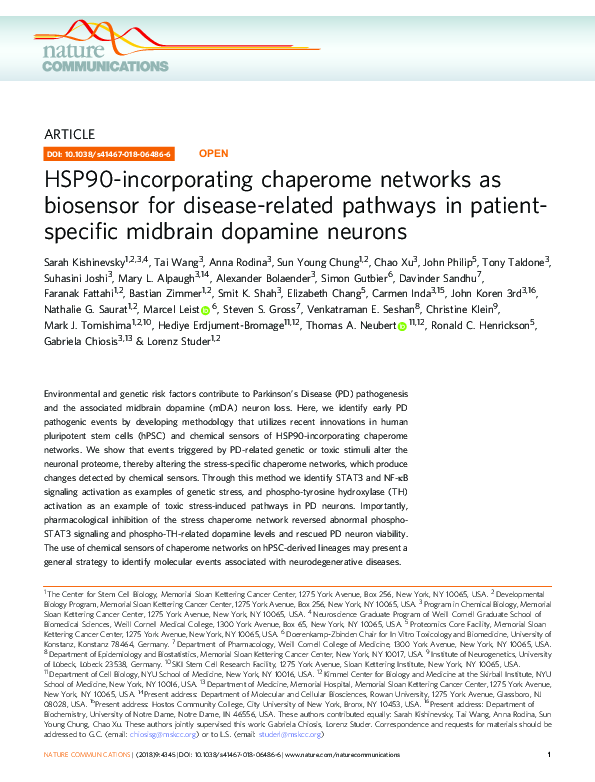 (PDF) HSP90-incorporating chaperome networks as biosensor for disease ...