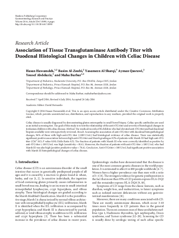 (PDF) Association of Tissue Transglutaminase Antibody Titer with ...