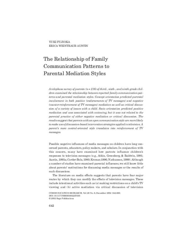 (PDF) The Relationship of Family Communication Patterns to Parental ...