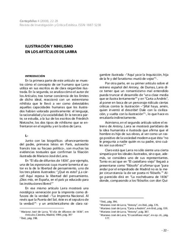 (PDF) Ilustración y Nihilismo en Los 'Artículos' De Larra