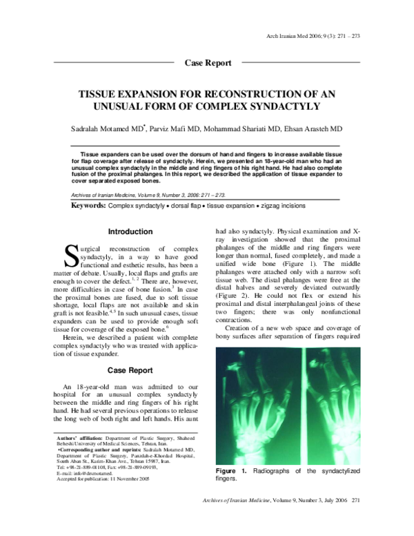 (PDF) Tissue expansion for reconstruction of an unusual form of complex ...