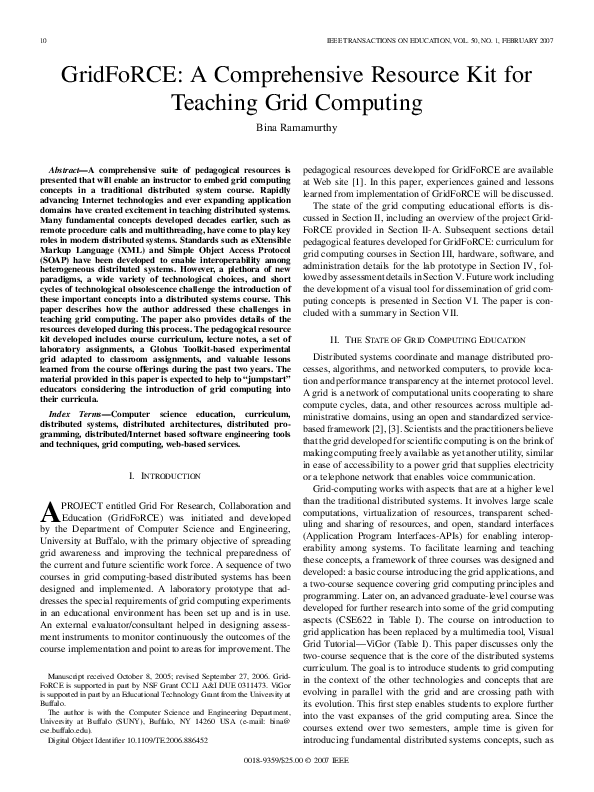 (PDF) GridFoRCE: A Comprehensive Resource Kit for Teaching Grid Computing