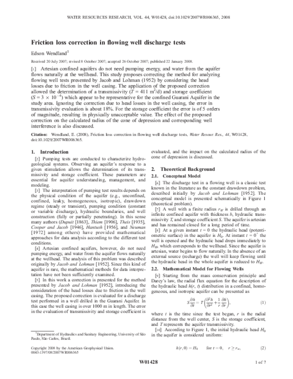 (PDF) Friction loss correction in flowing well discharge tests
