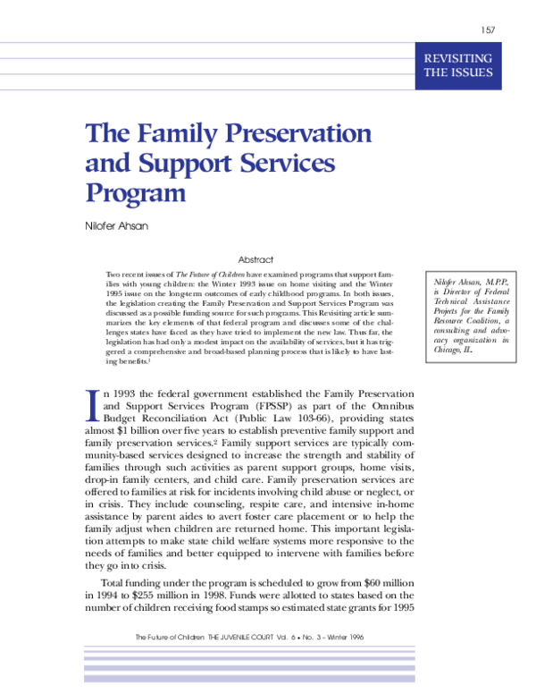 (PDF) The Family Preservation and Support Services Program