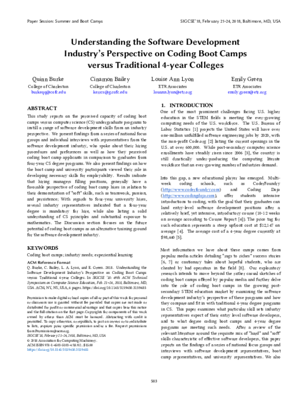 (PDF) Understanding the Software Development Industry's Perspective on ...