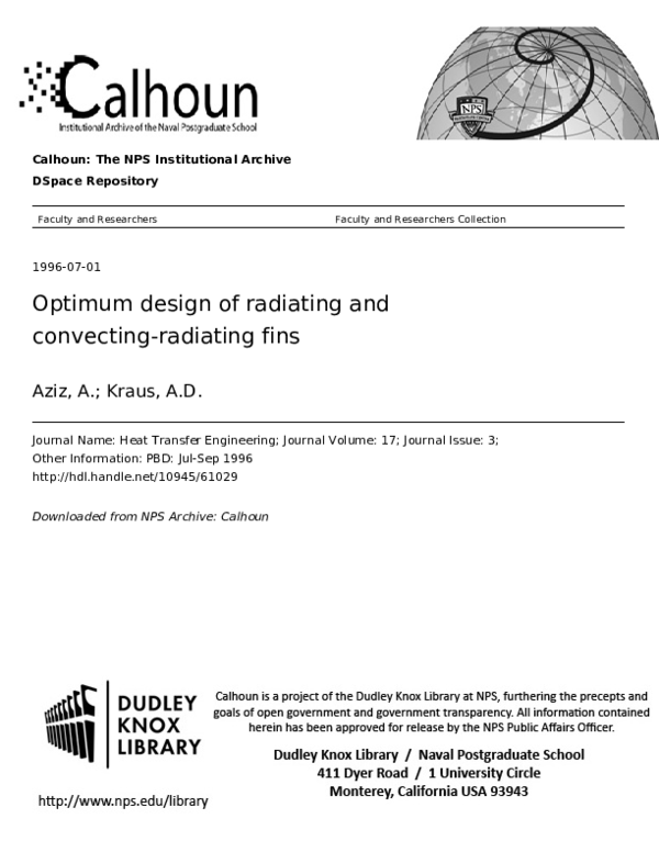 (PDF) Optimum Design of Radiating and Convecting-Radiating Fins