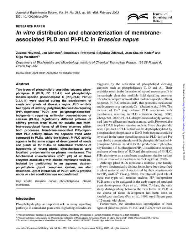 (PDF) In vitro distribution and characterization of membrane-associated ...