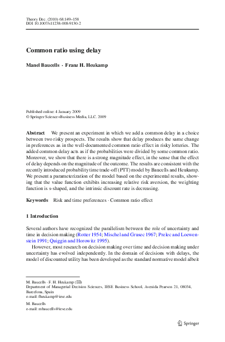 (PDF) Common ratio using delay