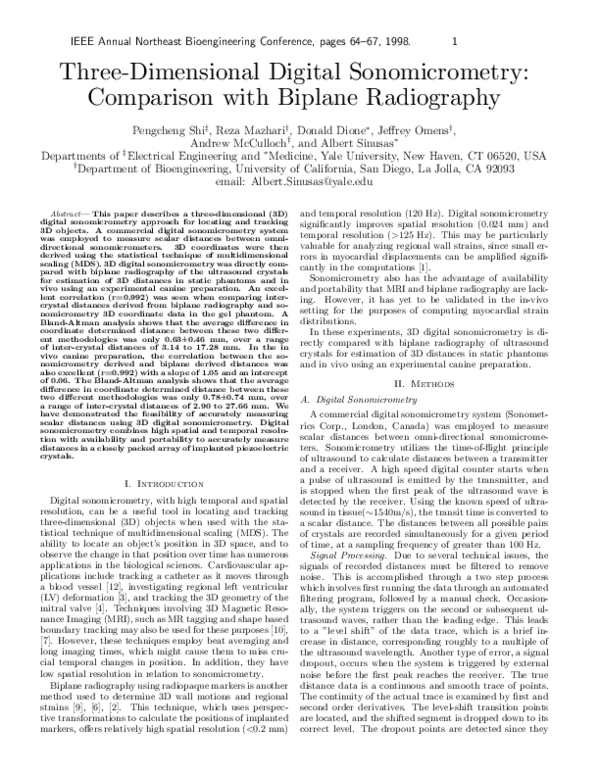 (PDF) Three-dimensional digital sonomicrometry: comparison with biplane ...