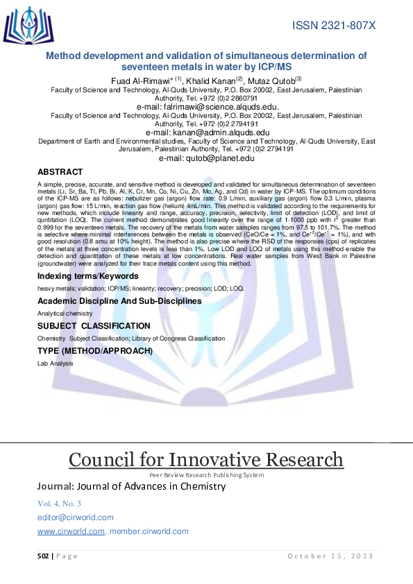 Pdf Method Development And Validation Of Simultaneous Estimation Of