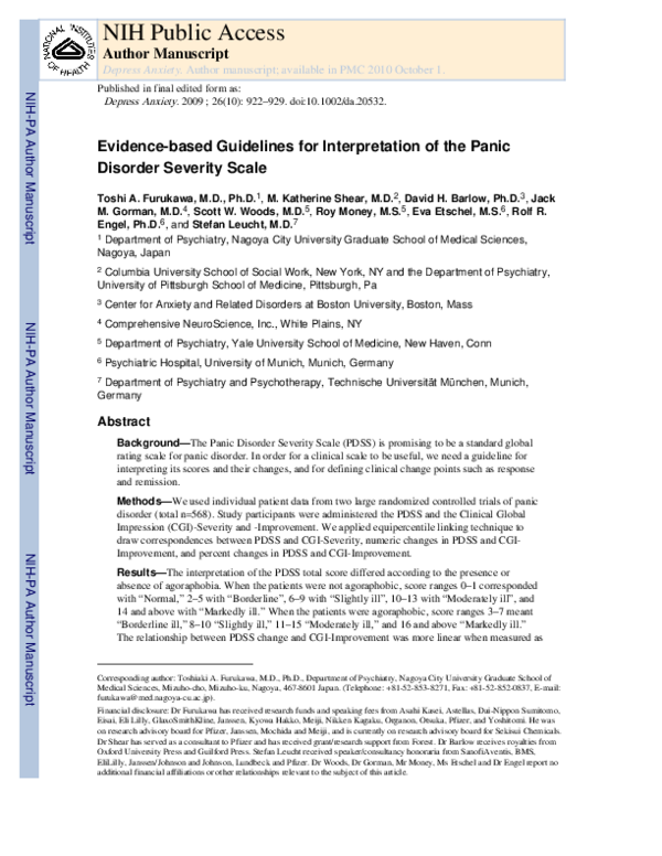 (PDF) Evidence-based guidelines for interpretation of the Panic ...