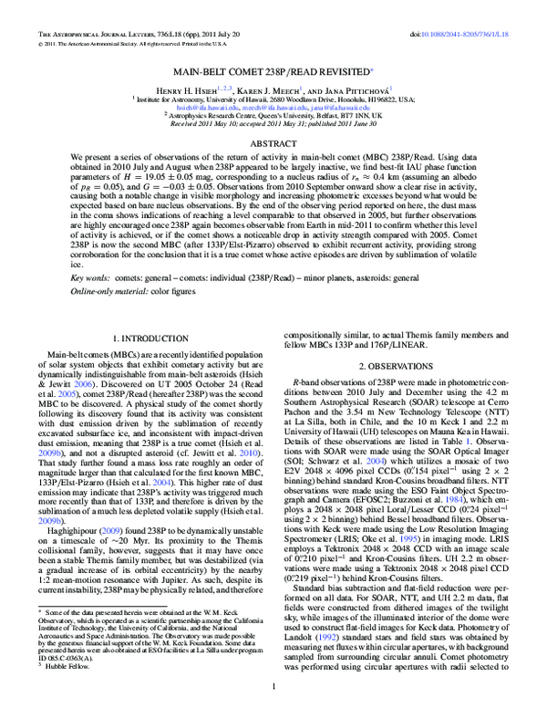 (PDF) Main-Belt Comet 238P/READ Revisited