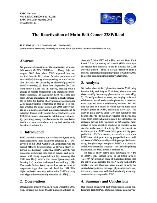 (PDF) The Reactivation of Main-Belt Comet 238P/Read