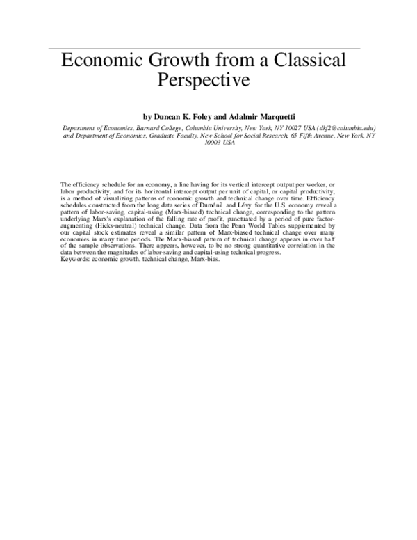 (PDF) Economic Growth from a Classical Perspective