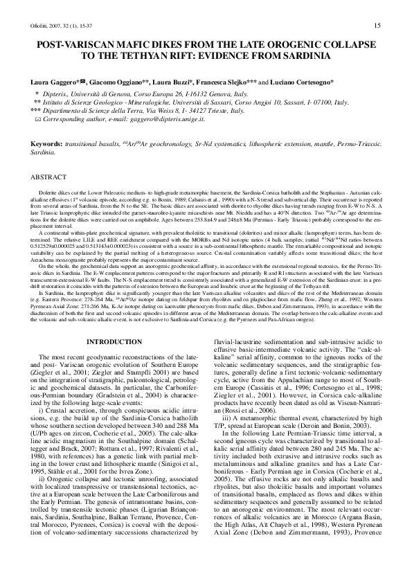 (PDF) Post-Variscan mafic dikes from the late orogenic collapse to the ...