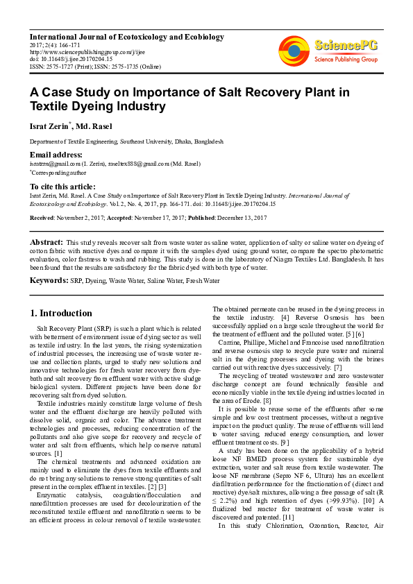(PDF) A Case Study on Importance of Salt Recovery Plant in Textile ...
