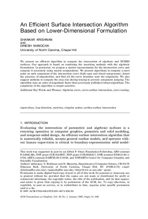 Pdf An Efficient Surface Intersection Algorithm Based On Lower