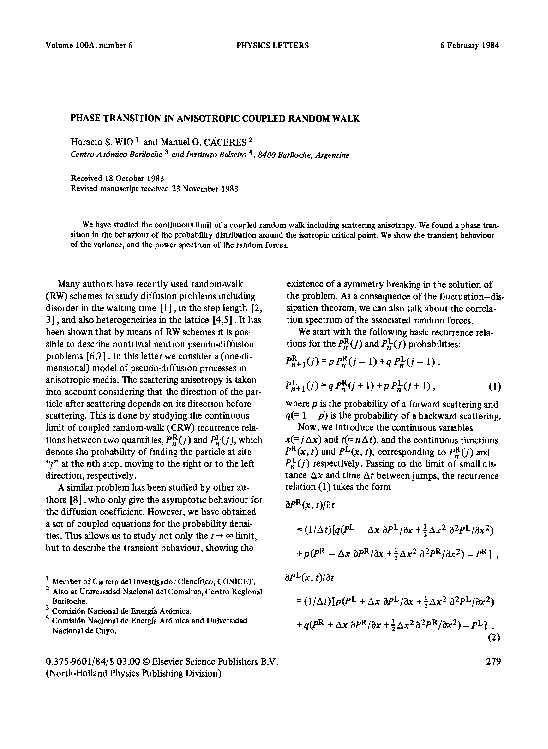 (PDF) Phase transition in anisotropic coupled random walk