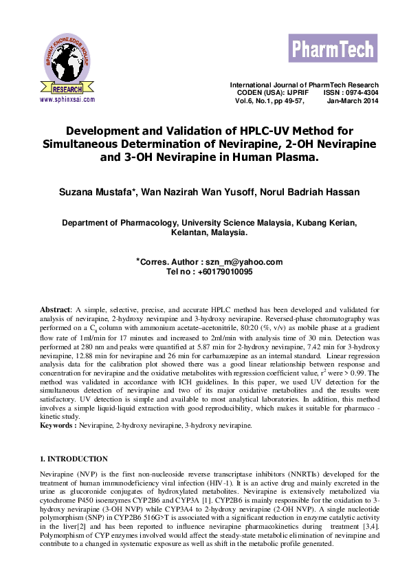 Pdf Development And Validation Of An Hplc Uv Method For The Simultaneous Quantification Of