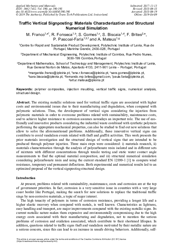 (PDF) Traffic Vertical Signposting: Materials Characterization and ...