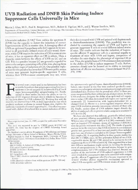 (PDF) UVB Radiation and DNFB Skin Painting Induce Suppressor Cells ...