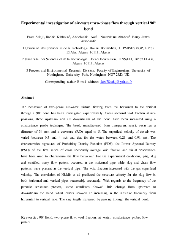 (PDF) Experimental Investigation of Air-Water Two Phase Flow Regime in ...