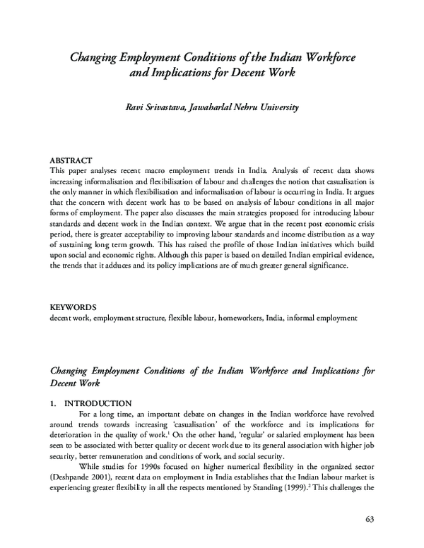 (PDF) Changing Employment Conditions of the Indian Workforce and ...