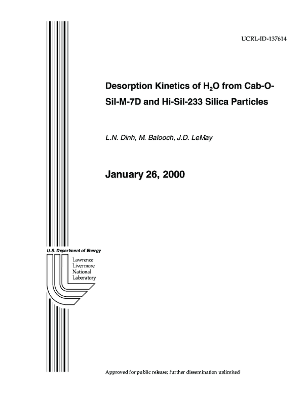 (PDF) Desorption Kinetics of H2O from Cab-O-Sil-M-7D and Hi-Sil-233 ...