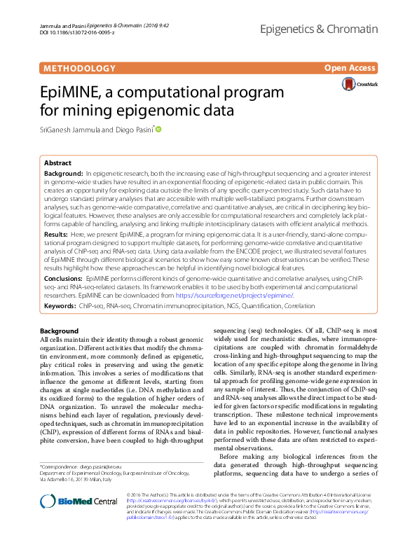 (PDF) EpiMINE, a computational program for mining epigenomic data