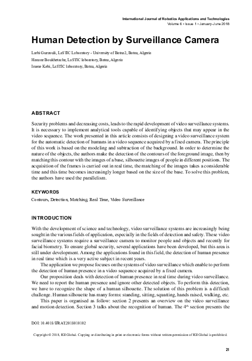 Pdf Human Detection By Surveillance Camera