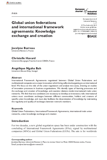 (PDF) Global union federations and international framework agreements ...