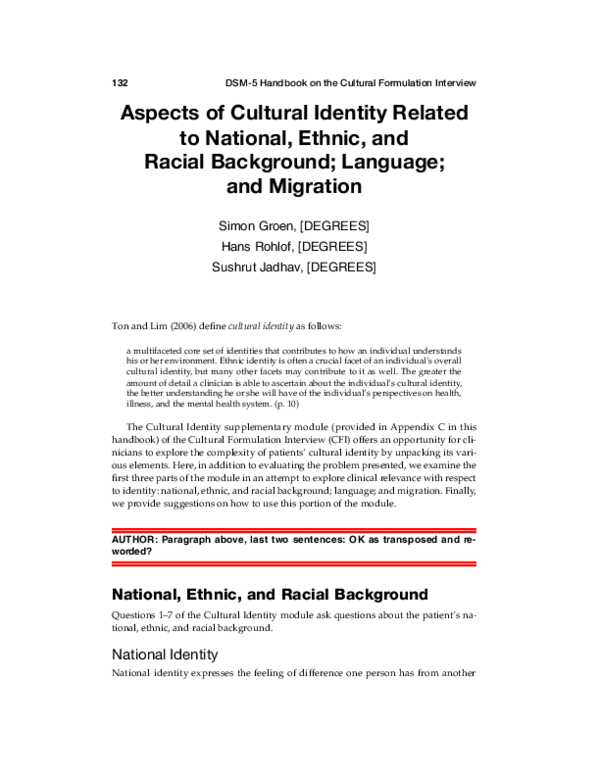 (PDF) Aspects of Cultural Identity, Related to National, Ethnic and ...