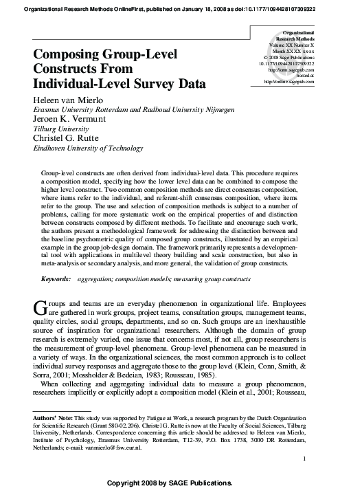 (PDF) Using individual level survey data to measure group constructs ...