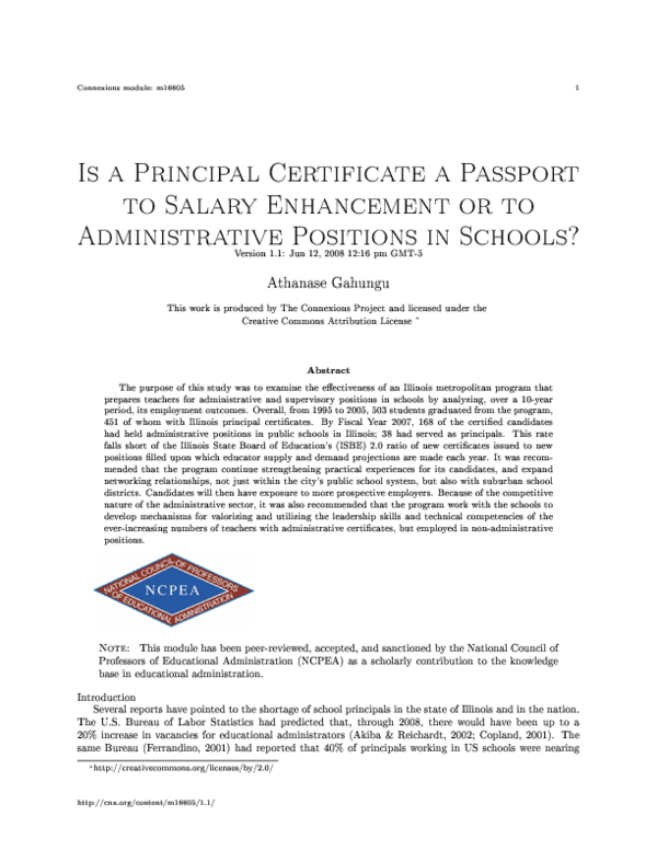 (PDF) Is a Principal Certificate a Passport to Salary Enhancement or to ...