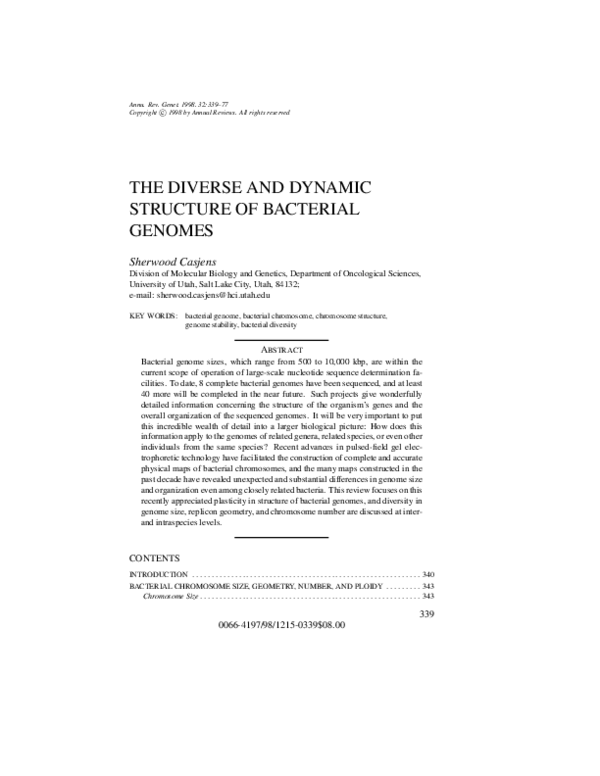 (PDF) The Diverse and Dynamic Structure of Bacterial Genomes