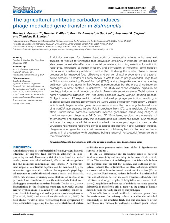 (PDF) The agricultural antibiotic carbadox induces phage-mediated gene ...