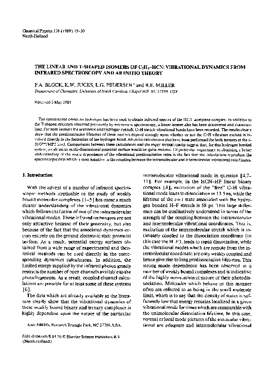 (PDF) The linear and T-shaped isomers of C2H2 HCN: Vibrational dynamics ...