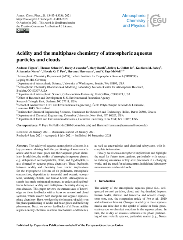 (PDF) Acidity and the multiphase chemistry of atmospheric aqueous ...