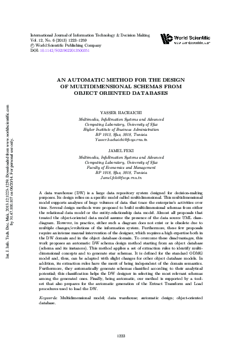 (PDF) An Automatic Method for the Design of Multidimensional Schemas from Object Oriented Databases