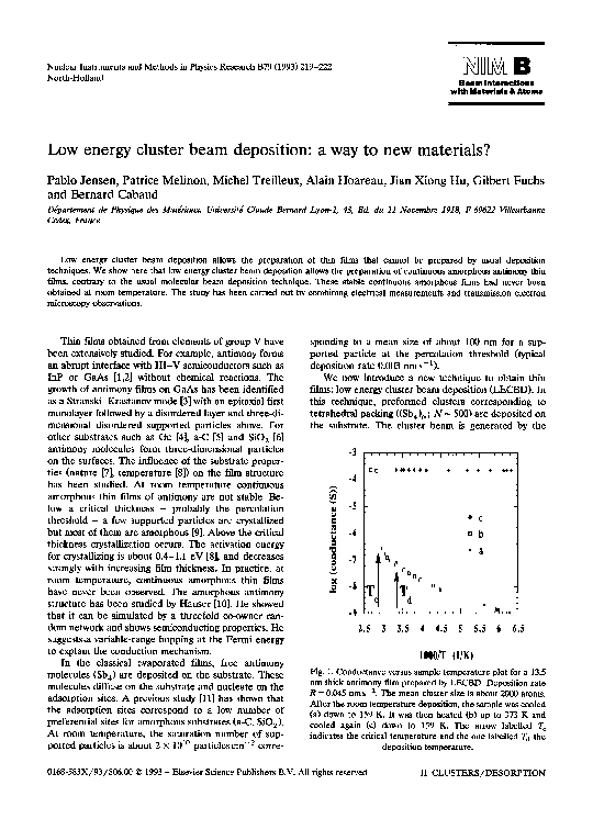 (PDF) Low energy cluster beam deposition: a way to new materials?