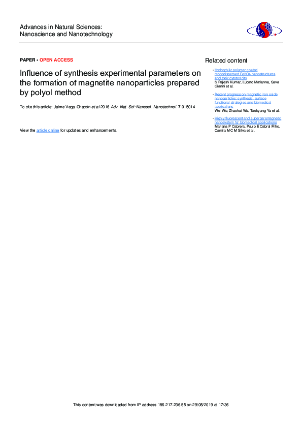 (PDF) Influence of synthesis experimental parameters on the formation ...