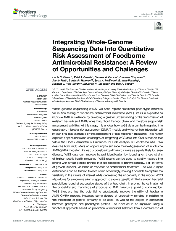(PDF) Integrating Whole-Genome Sequencing Data Into Quantitative Risk Assessment of Foodborne ...