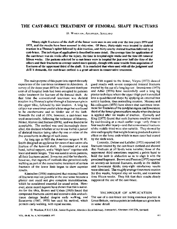 (PDF) The cast-brace treatment of femoral shaft fractures