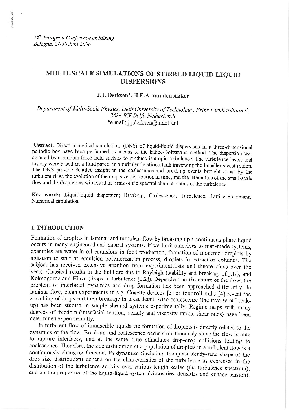(PDF) Multi-Scale Simulations of Stirred Liquid–Liquid Dispersions