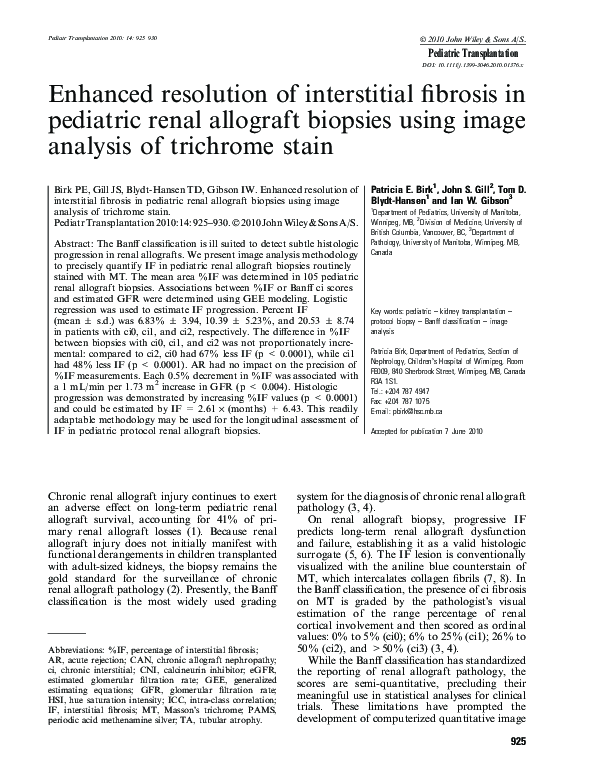 (PDF) Enhanced resolution of interstitial fibrosis in pediatric renal allograft biopsies using ...