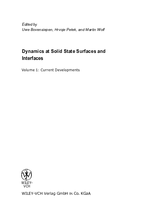 (PDF) Dynamics at Solid State Surfaces and Interfaces