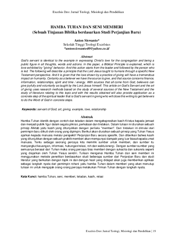 (PDF) Hamba Tuhan Dan Seni Memberi