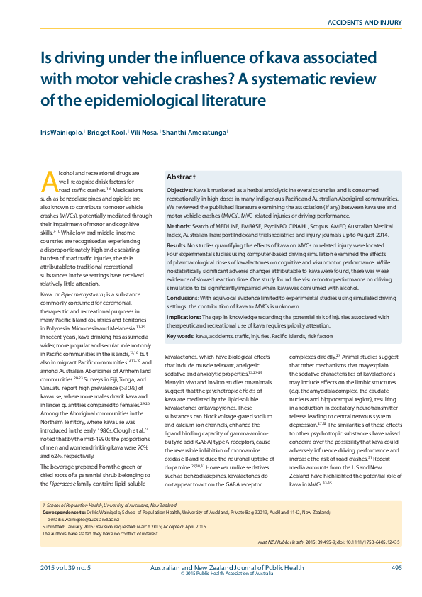 (PDF) Is driving under the influence of kava associated with motor ...