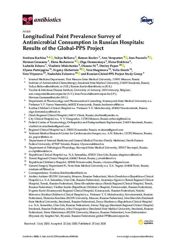 (PDF) Longitudinal Point Prevalence Survey of Antimicrobial Consumption in Russian Hospitals ...