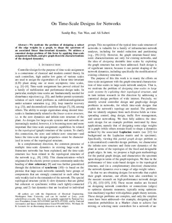 (PDF) On time-scale designs for networks
